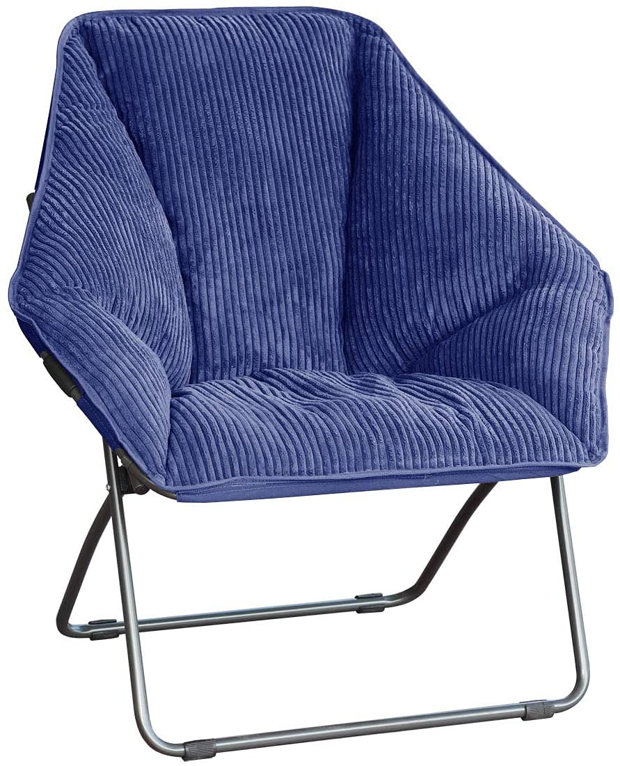 Zenithen Indoor Foldable Portable Plush Hexagon Folding Dish Chair, Perfect for Bedrooms, Dorm Rooms, and Living Rooms, Use for Reading, Studying, Gaming, Navy Blue (Pack of 2)