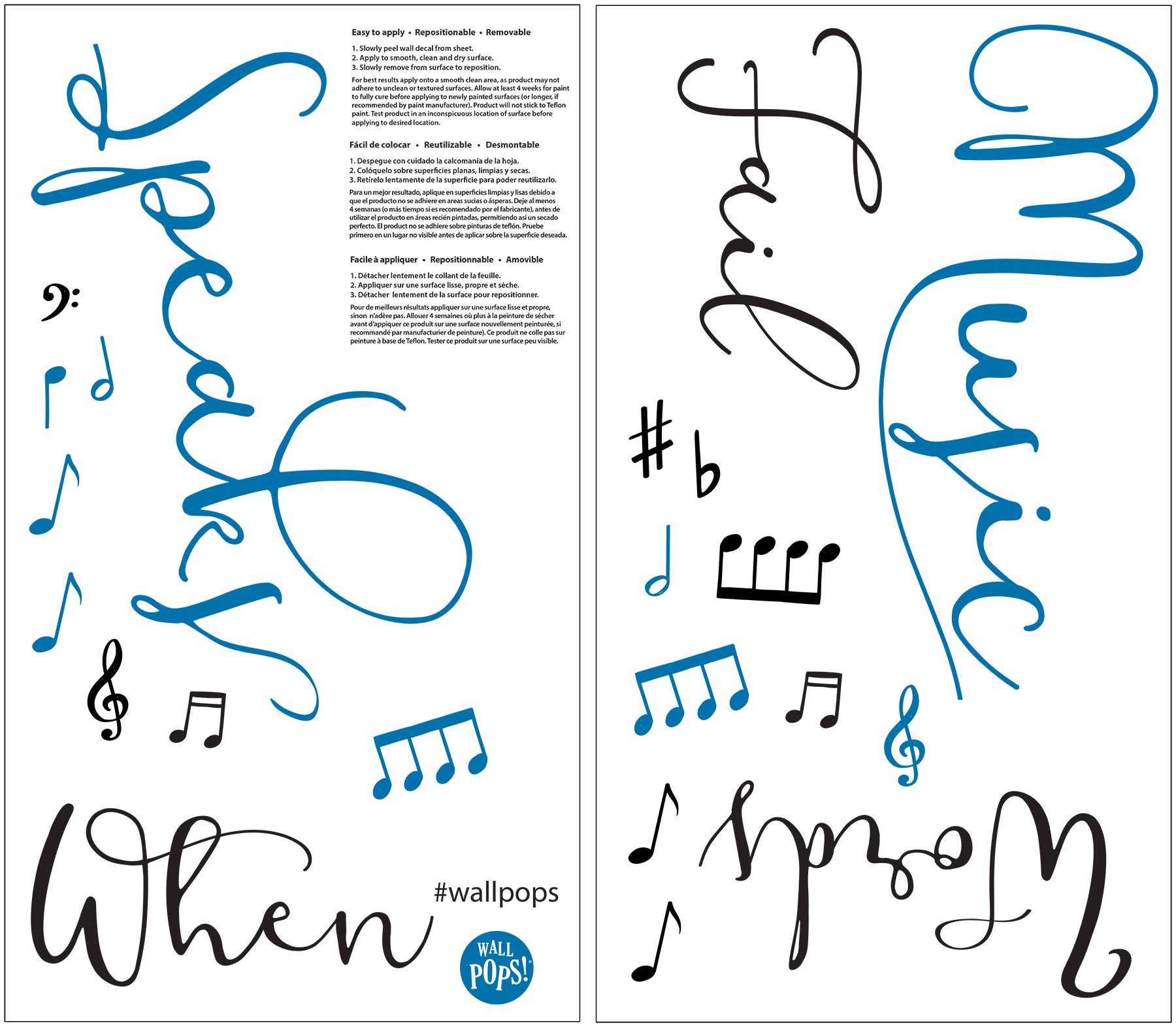 WallPops DWPQ3251 Music Speaks Wall Quote, Black