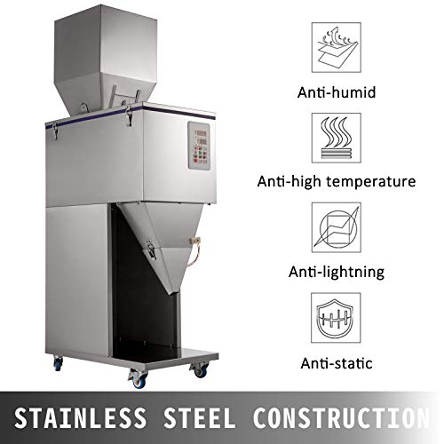 VEVOR 2000g Filler 10-15 bag/min, Full Automatic Particle 18 cm Film Width, Powder Weighing Filling Machine for Industries, Silver