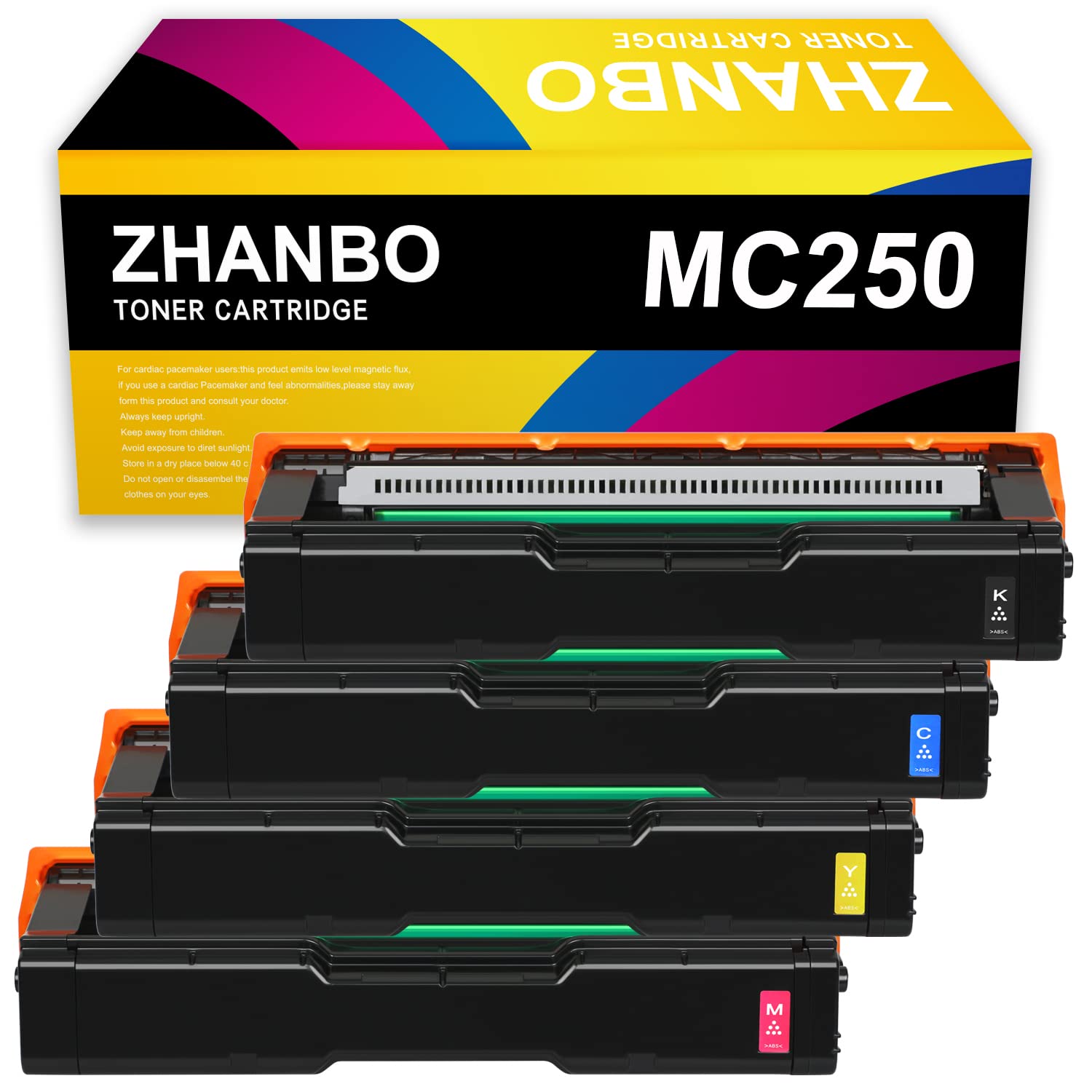 ZHANBO 408348 408349 408350 408351 Remanufactured Toner Cartridges Replacement for Ricoh M C250FWB M C250 P C310W Printer, 4 Pack