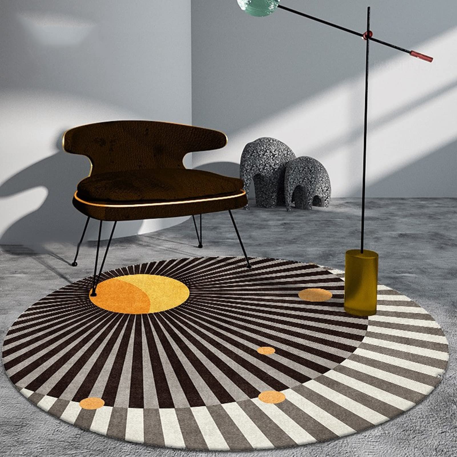 WQDY Office Chair Mat for Hardwood and Tile Floor, Computer Chair Mat for Rolling Chair, Desk Chair Mats, Round Low-Pile Carpet, Anti-Slip Floor Protector Rug (Color : F, Size : 140cm(55.12in))
