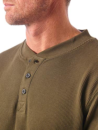 Wrangler Authentics Men's Long Sleeve Waffle Henley, Forest Night, Large