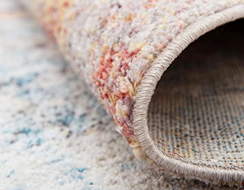 Unique Loom Rainbow Collection Area Rug - Dispersive (5' 3" x 7' 10" Rectangle, Multi/ Beige)