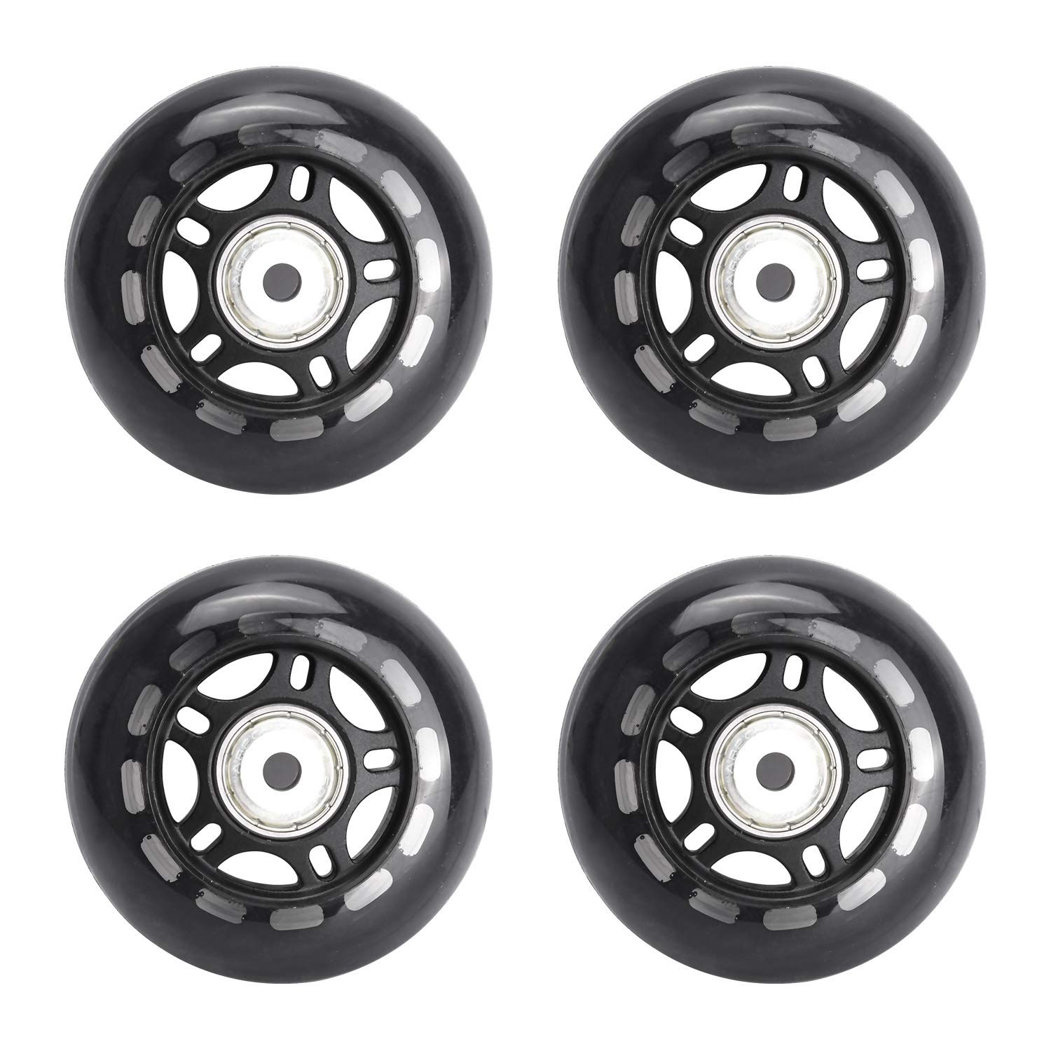 TOBWOLF 8 Pack 70mm 82A Indoor Inline Skate Replacement Wheels, Indoor Skating Wheels with ABEC-7 Bearings, Luggage Wheels, Training Wheels for Scooter - Black