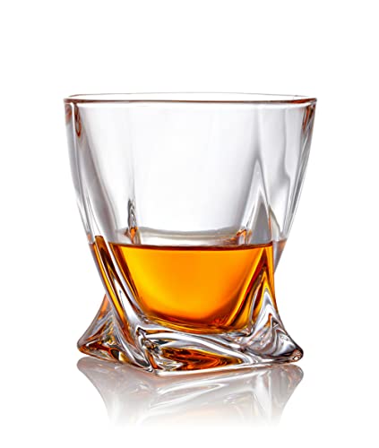 Whiskey Glasses set of 6 Crystal Old Fashioned Rock Glass Scotch Bourbon and Spirits 10 Ounce Liqueur Tumbler Thick Weighted