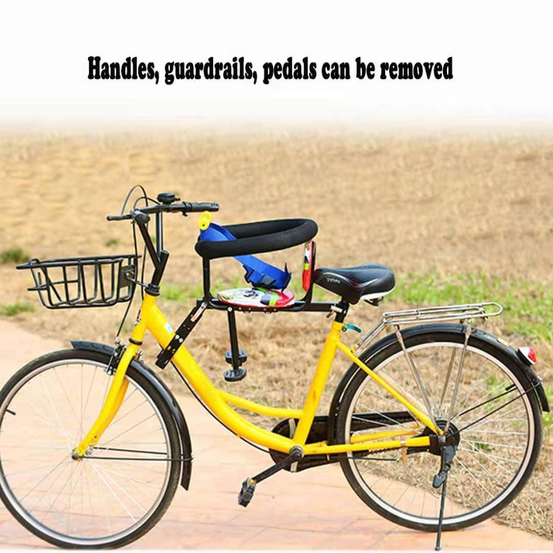 Together-life Front Mounted Child Bicycle Seat with Handrail and Pedal Bike Kids' Safety Seats Front Seat Saddle Cushion