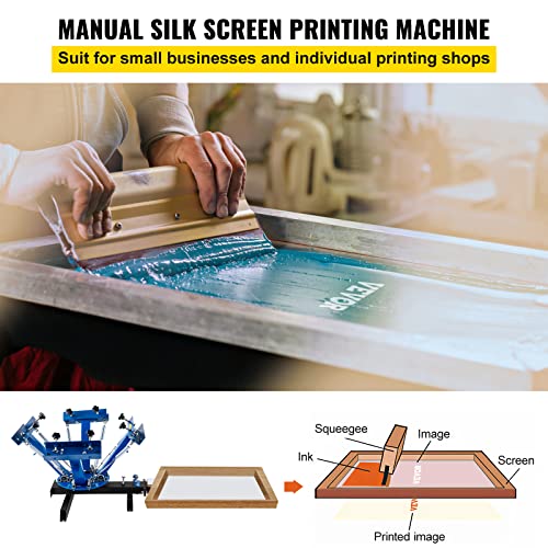 VEVOR Screen Printing Machine, 4 Color 1 Station Screen Printing Press, 21.7 x 17.7 inch Silk Screen Printing DIY T-Shirts Removable Pallet