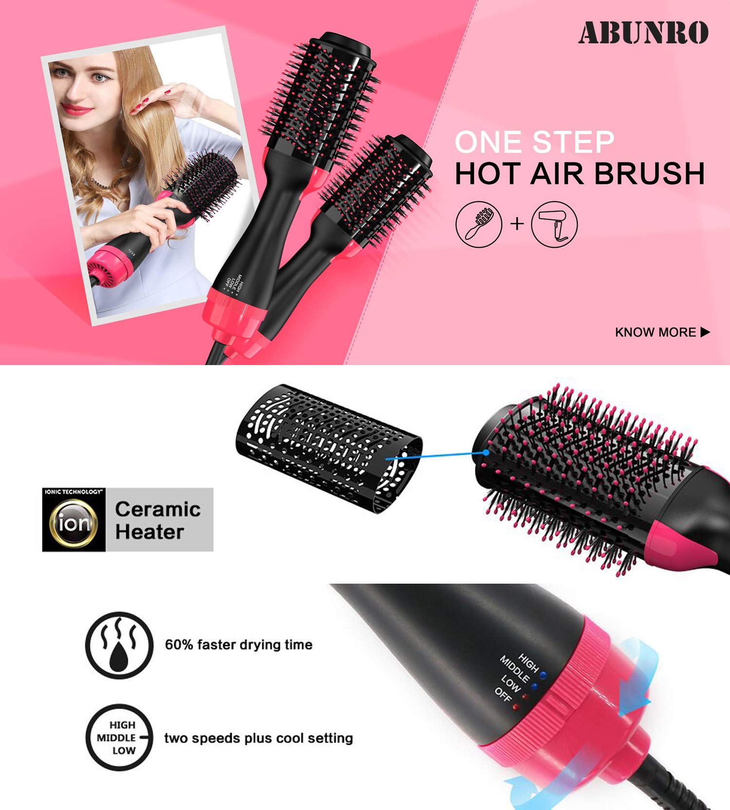 Travel Case for Hair Dryer Brush Portable Lightweight Hard Carrying Case Storage Bag (Not Include Hot Air Brush)