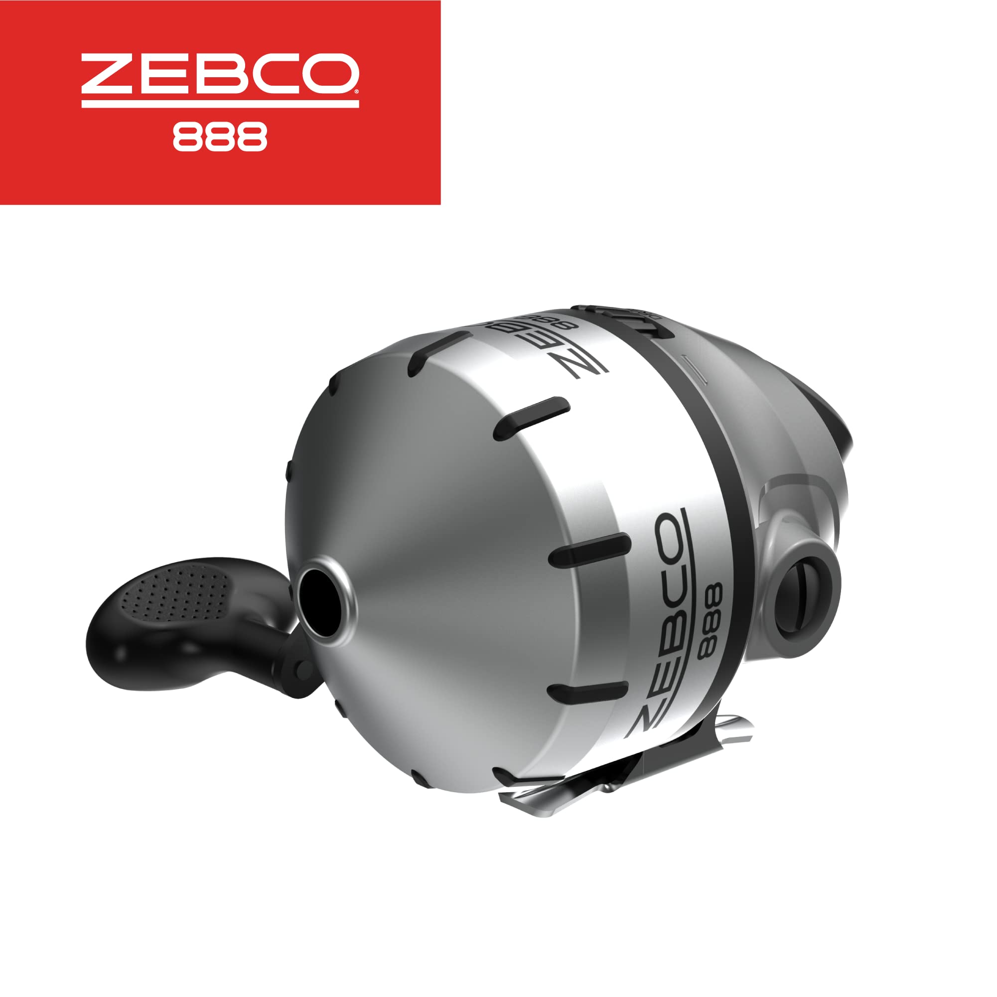 Zebco 888 Spincast Fishing Reel, Size 80 Reel, Changeable Right- or Left-Hand Retrieve, Built-in Bite Alert, 2.6:1 Gear Ratio, Pre-spooled with 25 lb Zebco line, Silver