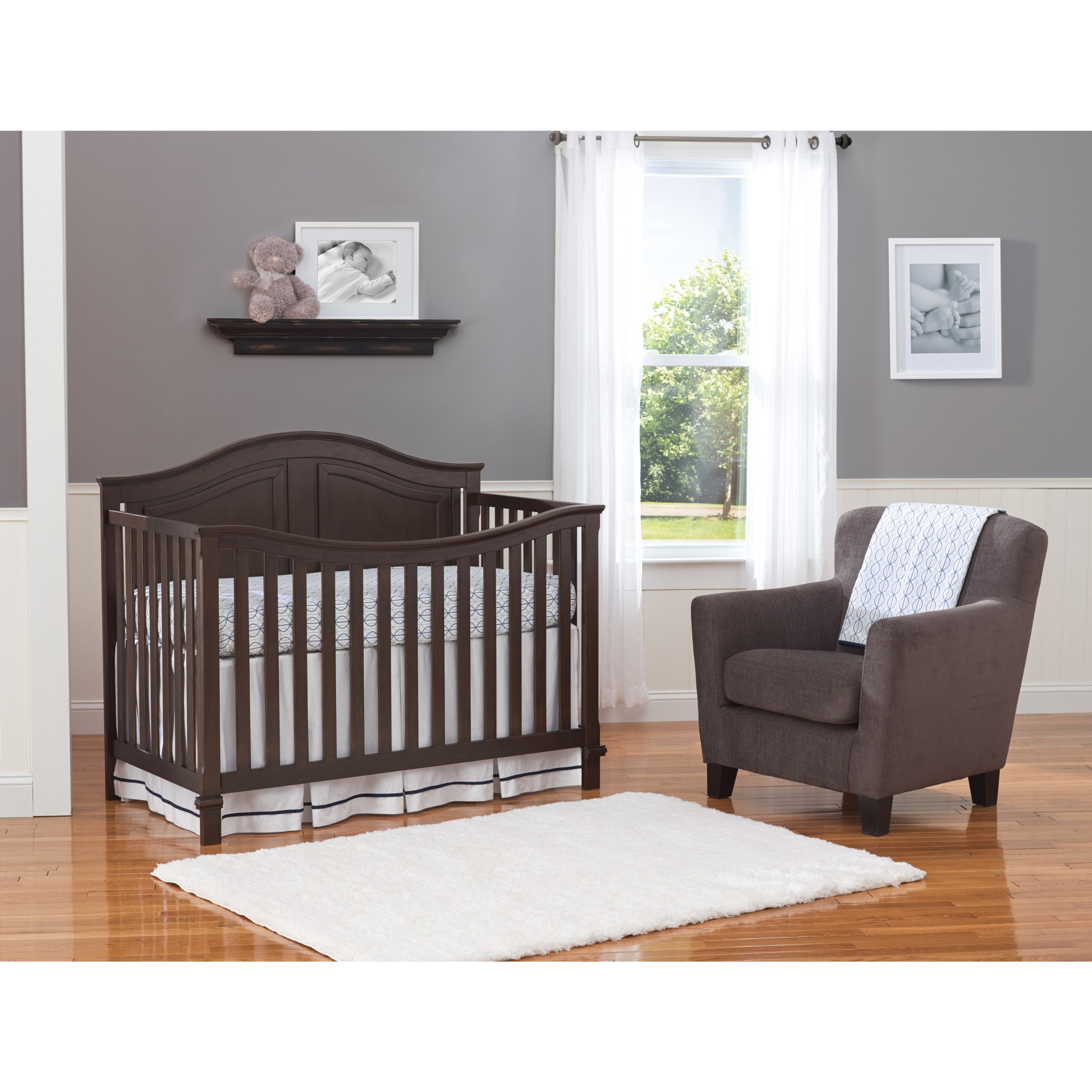 Summer 4-Piece Classic Bedding Set with Adjustable Crib Skirt, Nautical Navy