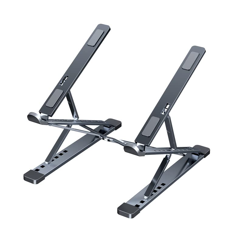 VIBRANIC Portable Foldable Notebook Aluminum Laptop Holder Adjustable Height Laptop Stand (Grey)