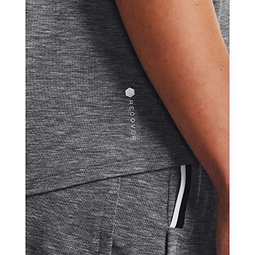 Under Armour Recovery Sleepwear Tank, Black Fade Heather (001)/Metallic Silver, X-Large