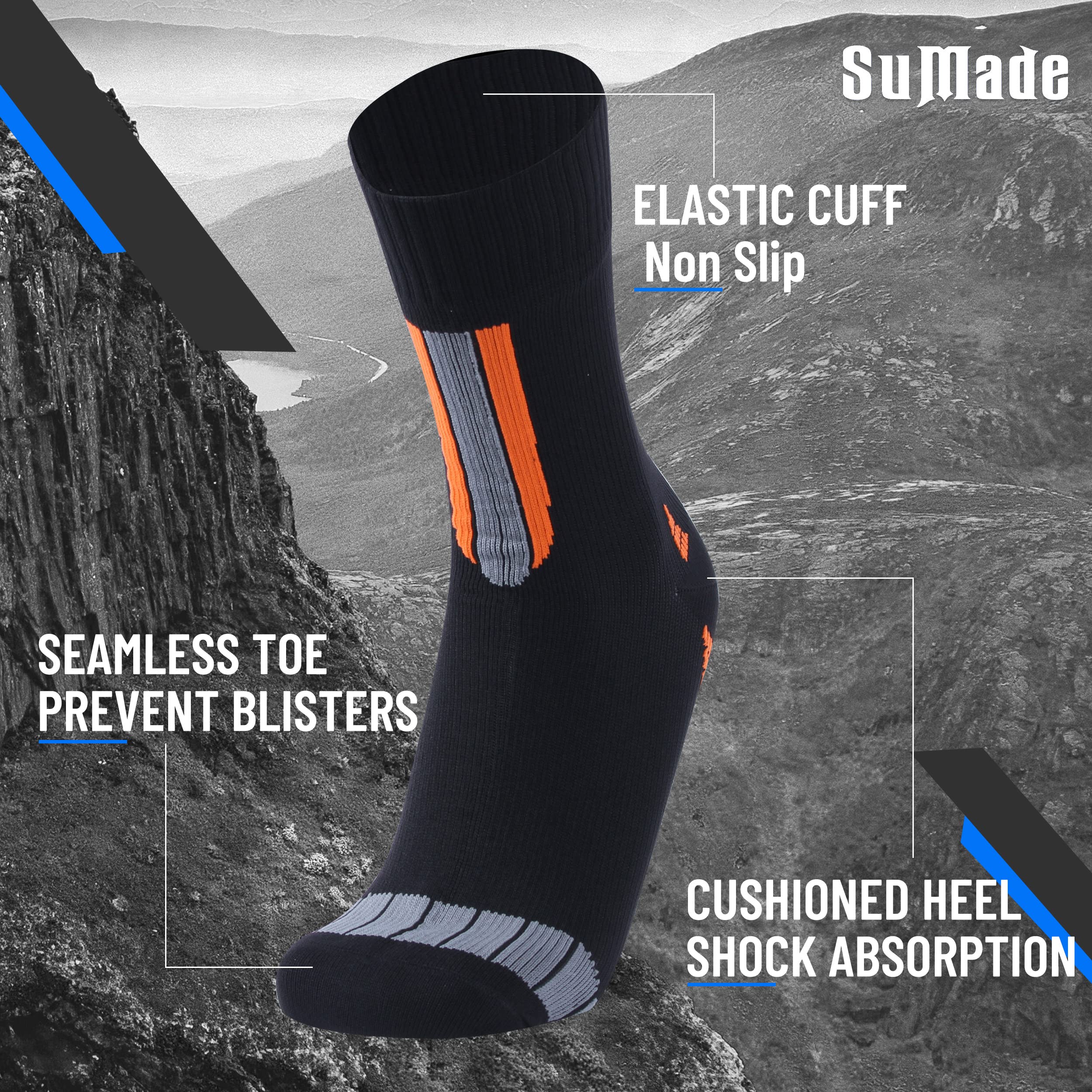 SuMade Waterproof Socks,Unisex Athletic Water Resistant Breathable Mid-Calf Sports Socks for Golf Cycling Running Hiking 1 Pair (Black,Medium)