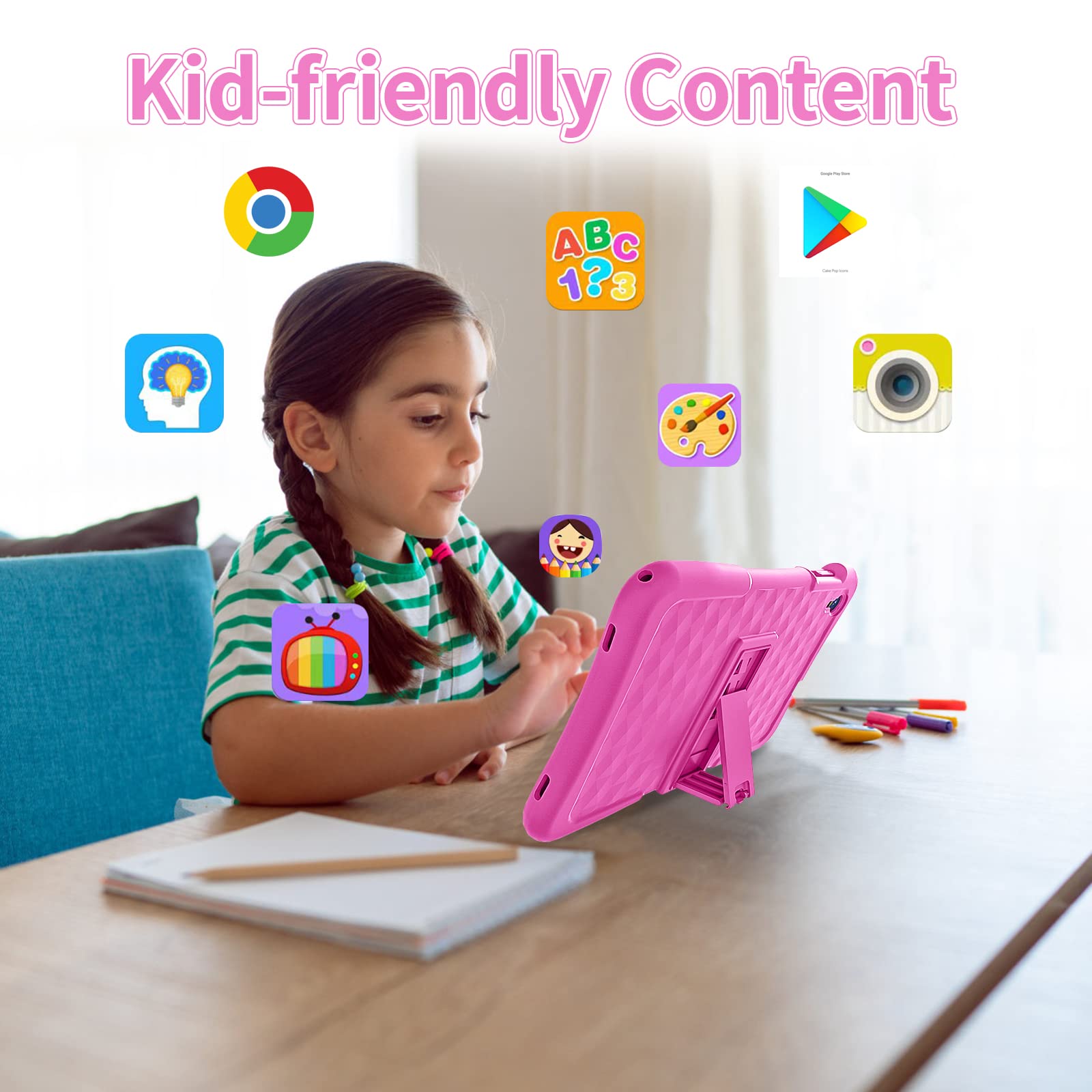 TUOHAITIME Android 11 Tablet for Kids 7inch Toddler Tablets 3GB+32GB Google Play Kids Tablet iWawa APP Pre-Loaded Learning Educational Tablet with Kids-Proof Case Netflix YouTube