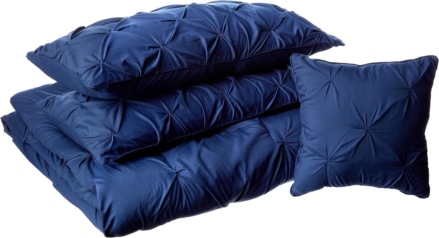 VCNY Home - King Comforter, Soft Bedding Set with Matching Shams and Decorative Pillow, Geometric Design, Modern Home Decor (Carmen Navy, 4-Piece)