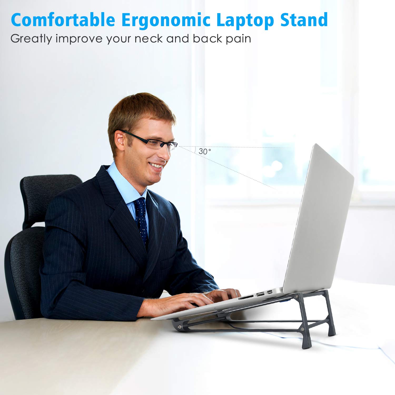 VICOODA Aluminum Laptop Stand, Portable Laptop Desk Holder, Ergonomic Laptops Elevator for Desk 2 in 1 Laptop Vertical Stand, Cooling Better Metal Holder Compatible with 10-17'' Notebook& Tablets