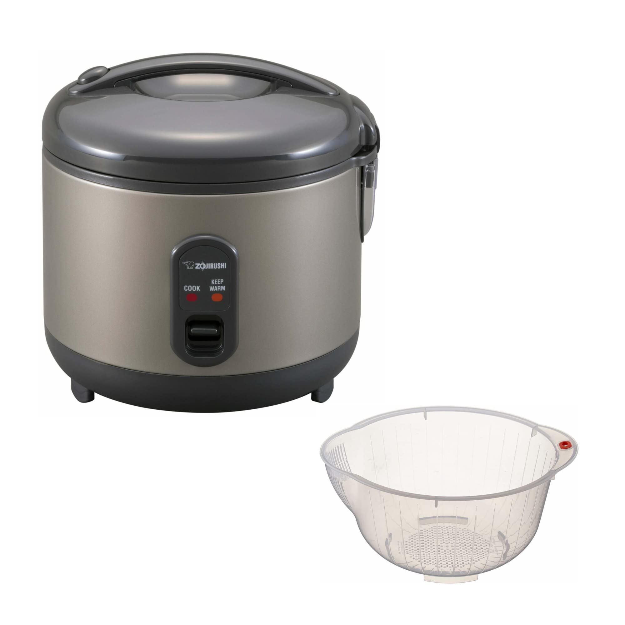 Zojirushi Rice Cooker and Warmer, 5.5-Cup (Uncooked, Metallic Gray) Bundle with Rice Washing Bowl ( 2 Items)
