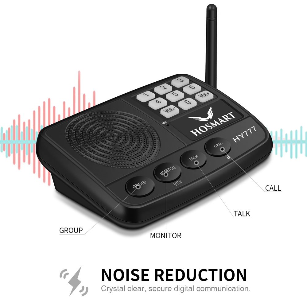 Wireless Intercom System Hosmart 1/2 Mile LONG RANGE 7-Channel Security Wireless Intercom System for Home or Office (New Version) [3 stations Black][NOT WIRELESS CHARGER]