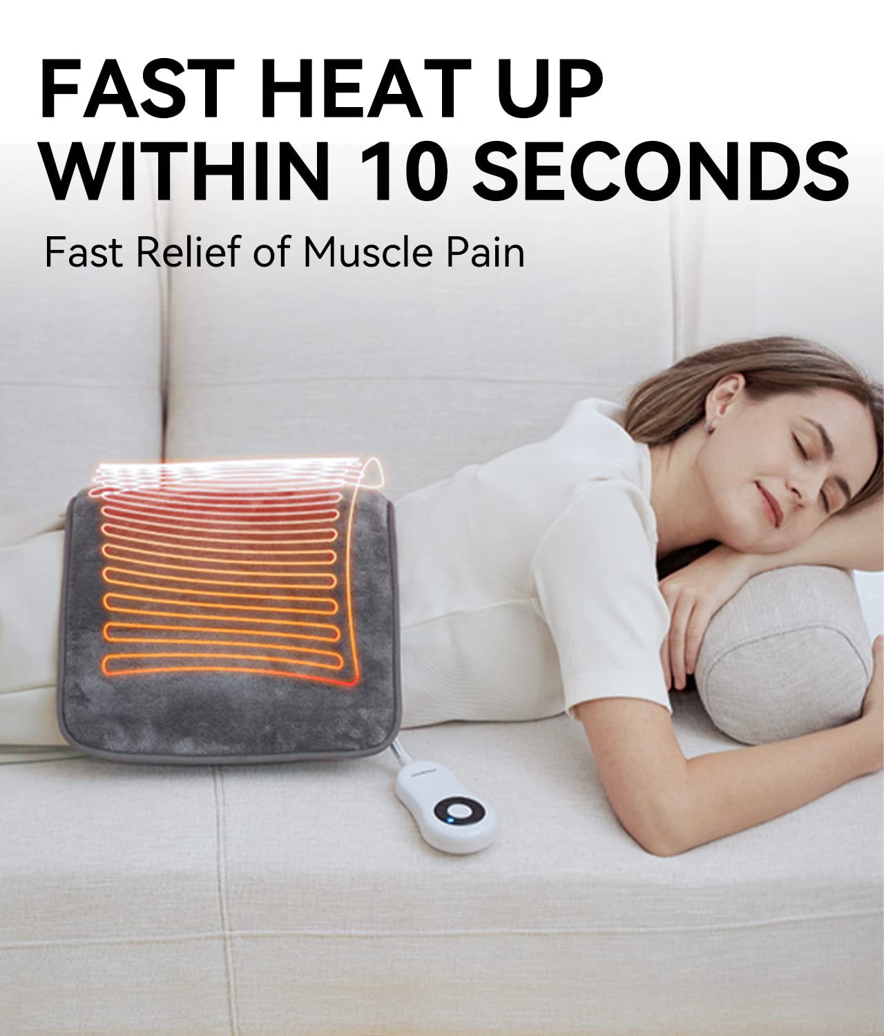 Warm Storm Heating Pad for Back Pain Relief, Cramp and Arthritis, Double Flannel 12" X 24", 4 Hours Auto Shut Off, Electric Heating Pad with 5 Heat Settings,Moist Dry Heat Options,Machine Washable