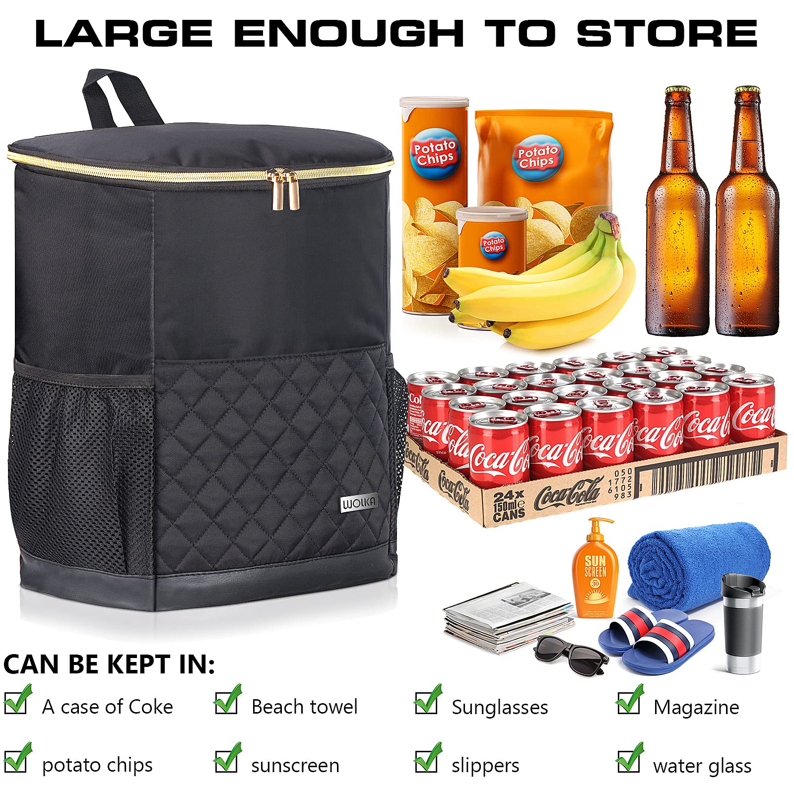 Wolka Cooler Backpack 30 Cans,Portable Backpack Coolers Insulated Leak Proof,Waterproof Soft Sided Cooler bag for Travel,Beach,Camping,Picnic,Lunch Backpack for Women