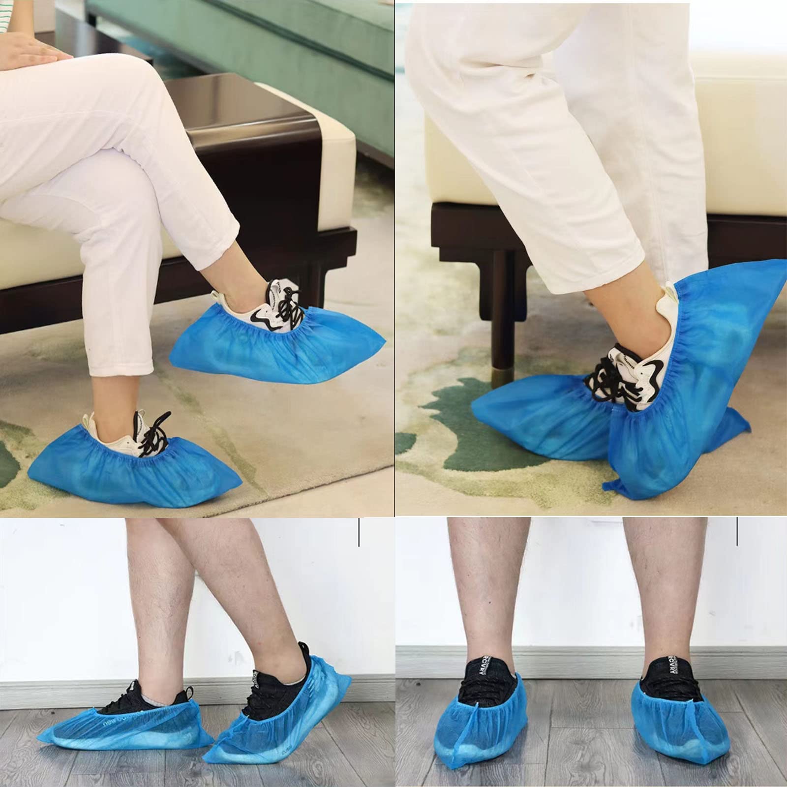 Zfyoung 50 Pack (25 Pairs)Blue Hygiene Boots and Shoe Covers Disposable Non-slip Waterproof Non-slip Durable For Construction, Workplace, Indoor Carpet Floor Protection, One Size Fits Most