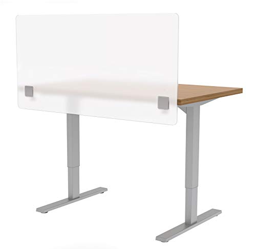 VaRoom Privacy Partition and Sneeze Guard, Frosted Acrylic Clamp-On Desk Divider – 48” W x 24”H Privacy Desk Mounted Cubicle Panel