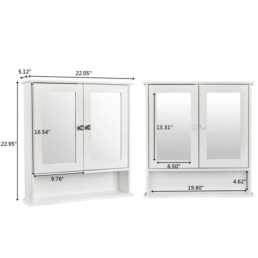TBMAQ Bathroom Wall Mount Medicine Cabinet w/Adjustable Shelves 2 Mirror Door