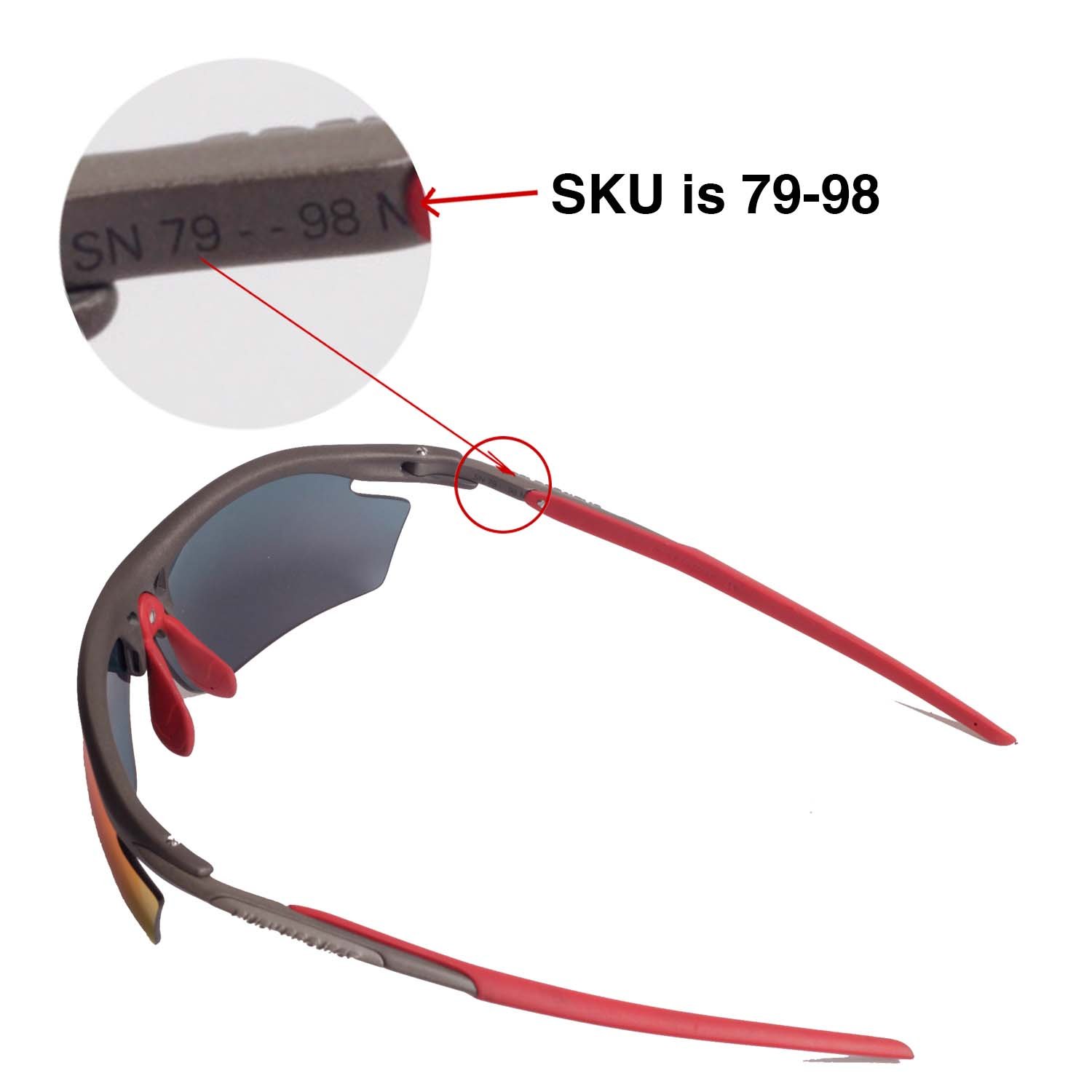 Walleva Two Pairs Polarized Replacement Lenses For Rudy Project Rydon Sunglasses - Fire Red + Ice Blue