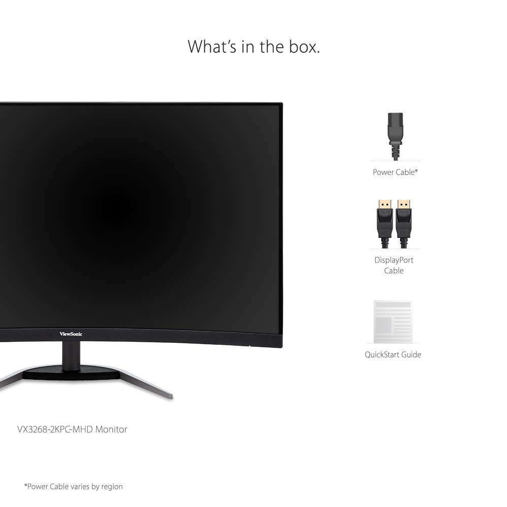 ViewSonic OMNI VX3268-2KPC-MHD 32 Inch Curved 1440p 1ms 144Hz Gaming Monitor with FreeSync Premium, Eye Care, HDMI and DisplayPort