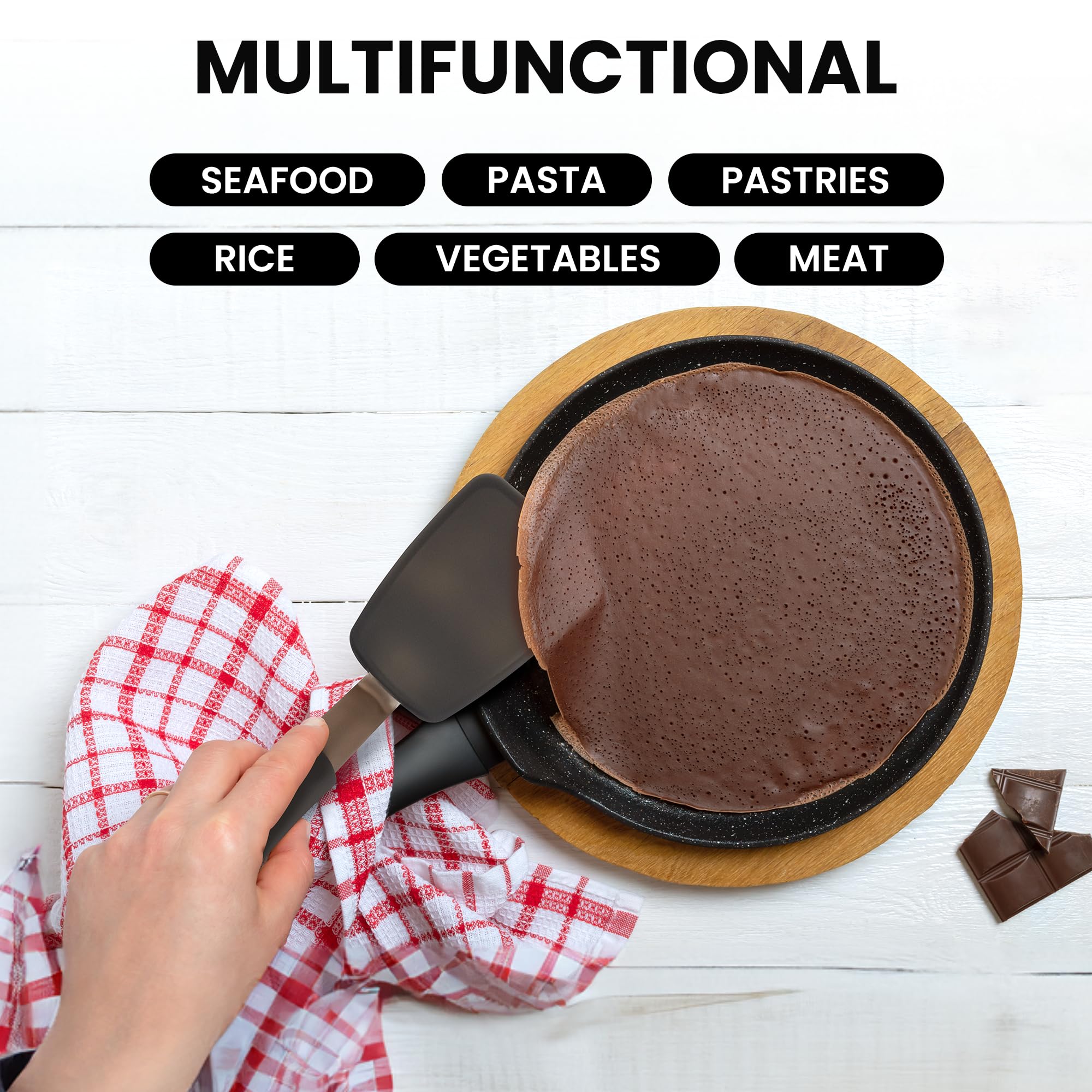 Zulay 6-Piece Utensils Set With Holder - Non Stick Nylon Kitchen Utensil Set With Rotating Stand - Complete Heat Resistant Spatula Cooking Utensils Set With Holder & Weighted Handle For Kitchen