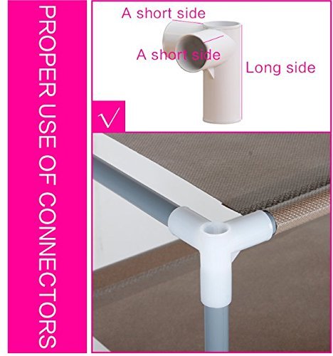 TXT&BAZ 36-Pairs Portable Shoe Rack Double Row with Nonwoven Fabric Cover (7-Tiers Grey)