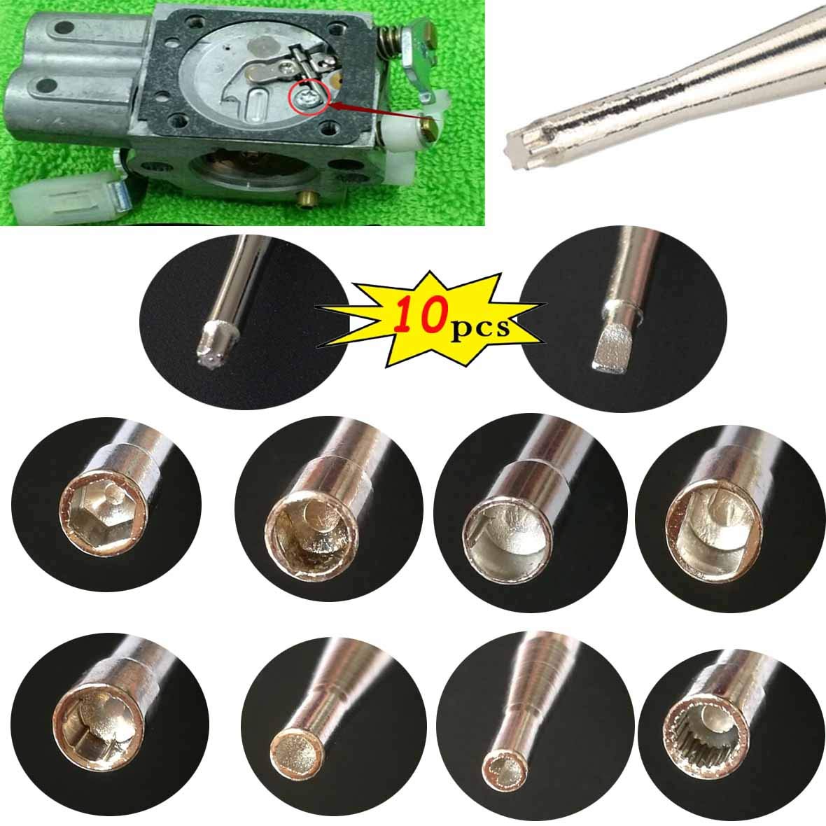 YHLFOOZ 10pcs Carburetor Adjustment Tool Set for Common 2 Cycle Small Engine Echo Poulan Husqvarna MTD Ryobi Homelite String Trimmer Weed Eater Chainsaw (Includes: Cleaning Brush + Black Toolkit)