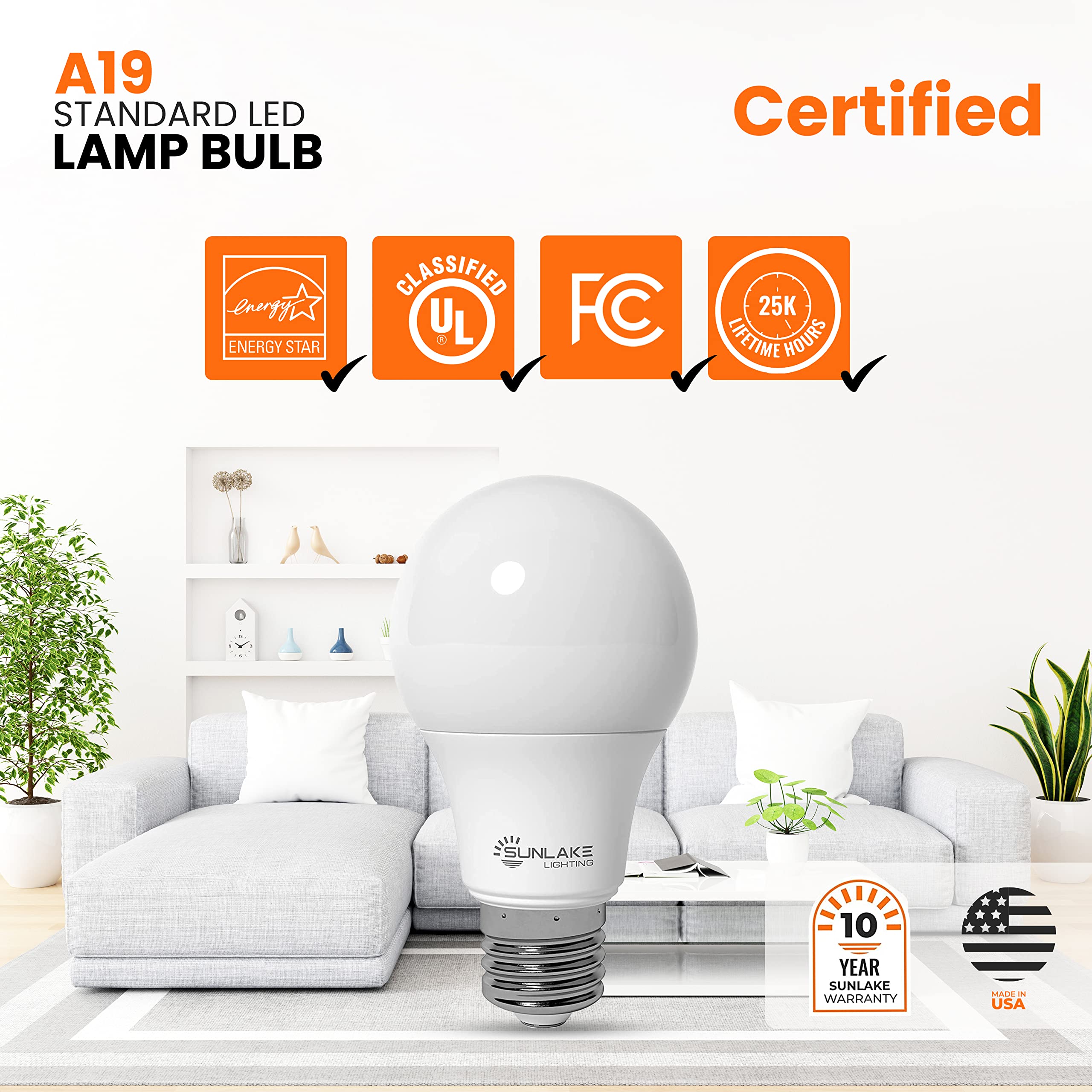 SunLake 10 Pack G25 Light Bulbs 40 Watt Equivalent, 5000K Daylight Dimmable, 450 LUMENS, E26 Base, LED Eye Friendly, Vanity Globe 5 Watt LED Bulbs for Bathroom Makeup Mirror Droplight, Floor lamp