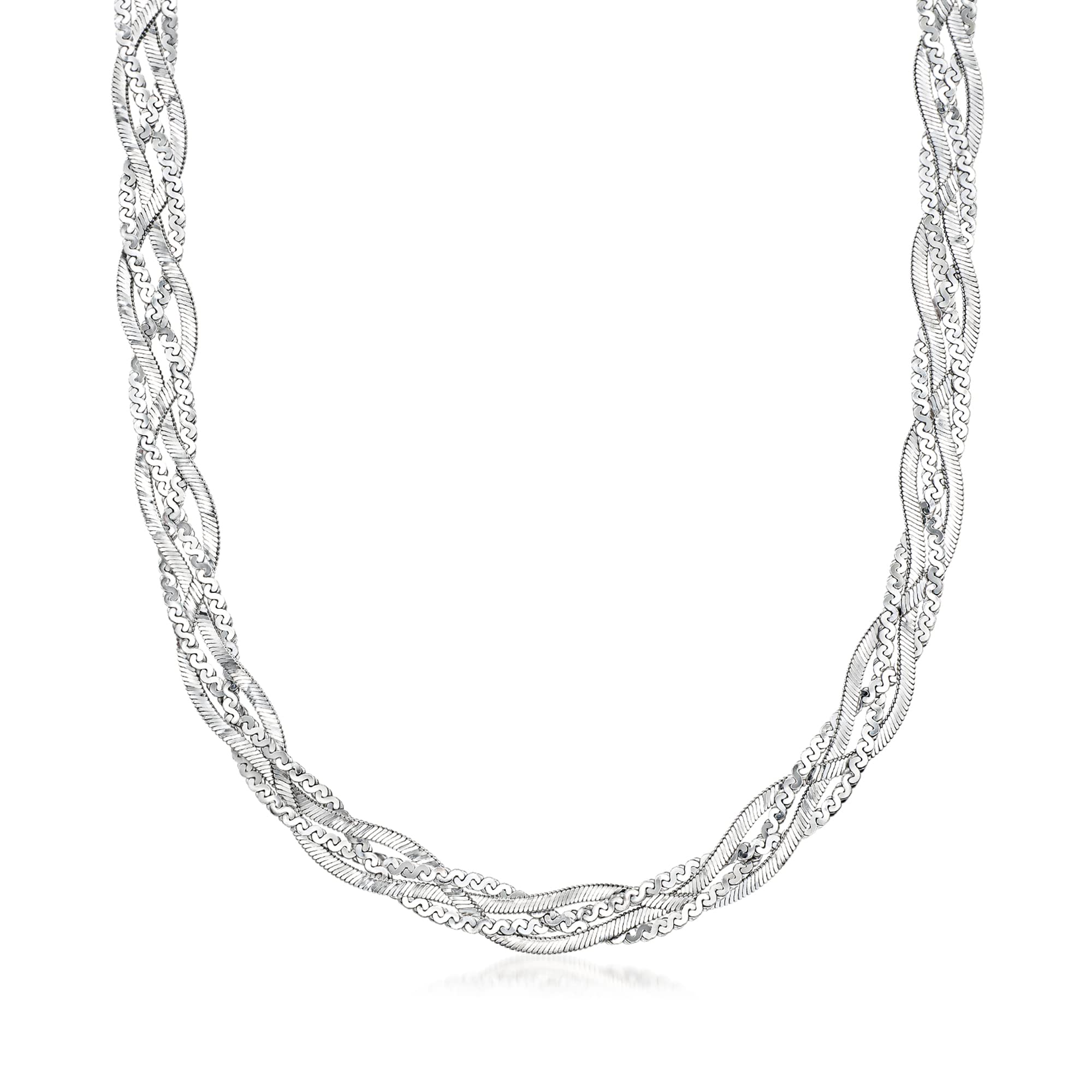 Ross-Simons Italian Sterling Silver Braided Chain Necklace. 18 inches