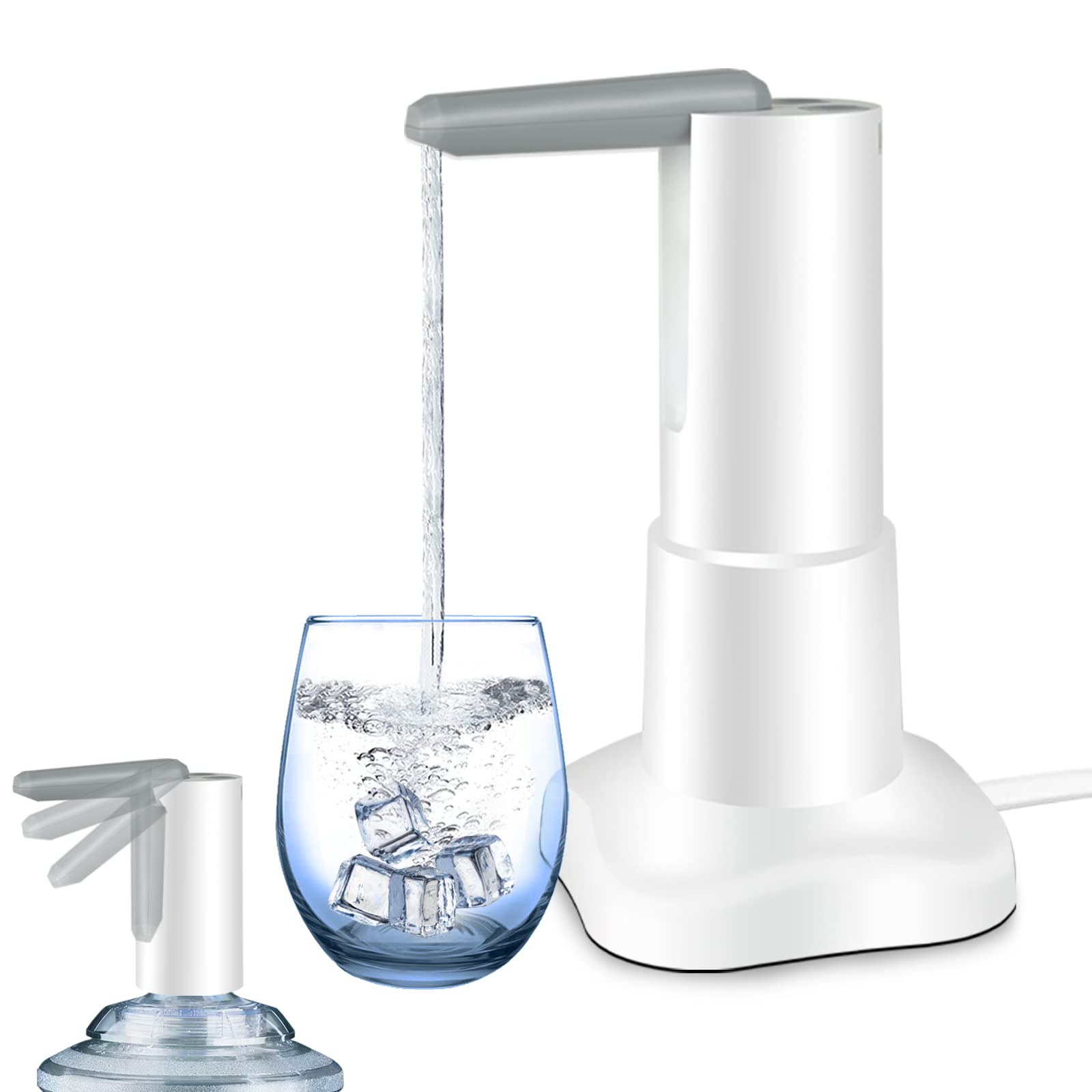 Water Bottle Pump Dispenser, Foldable Desktop Electric Water Dispenser, Automatic Drinking Water Pump for 5 Gallon & Universal Bottles, Removable Water Jug Pump for Home, Office