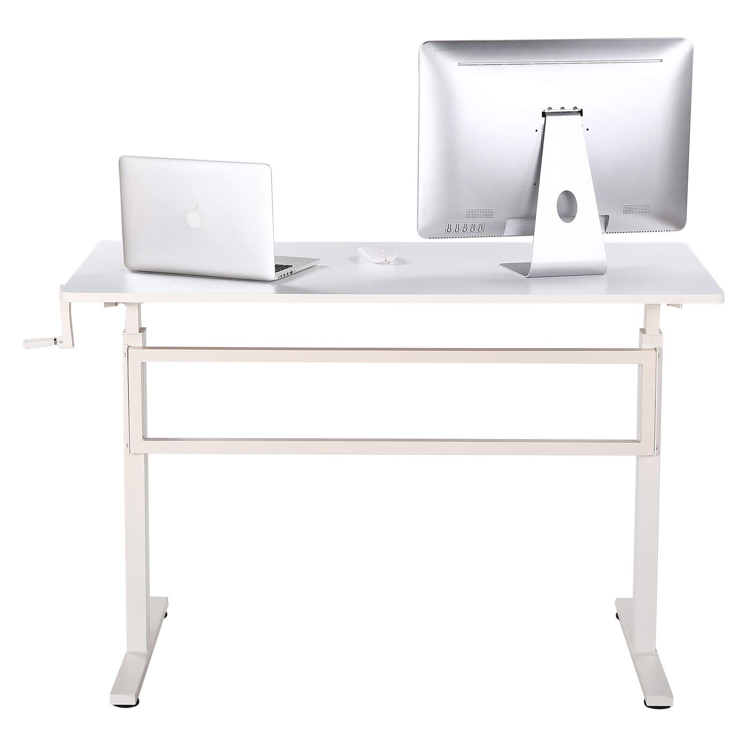 UNICOO Manual Standing Desk Adjustable Height Heavy Duty Game Desk, Crank Adjustable Desk, Adjustable Computer Desk, Manual Stand Up Desk with Headphone Hook,48 x 24 Inches(SYK01-Light Oak)