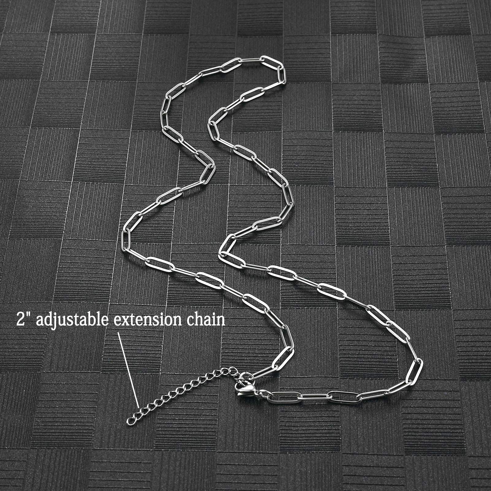 Sunling Stainless Steel Dainty Paperclip Link Chain Necklace for Women with Extension - Silver and Gold Color