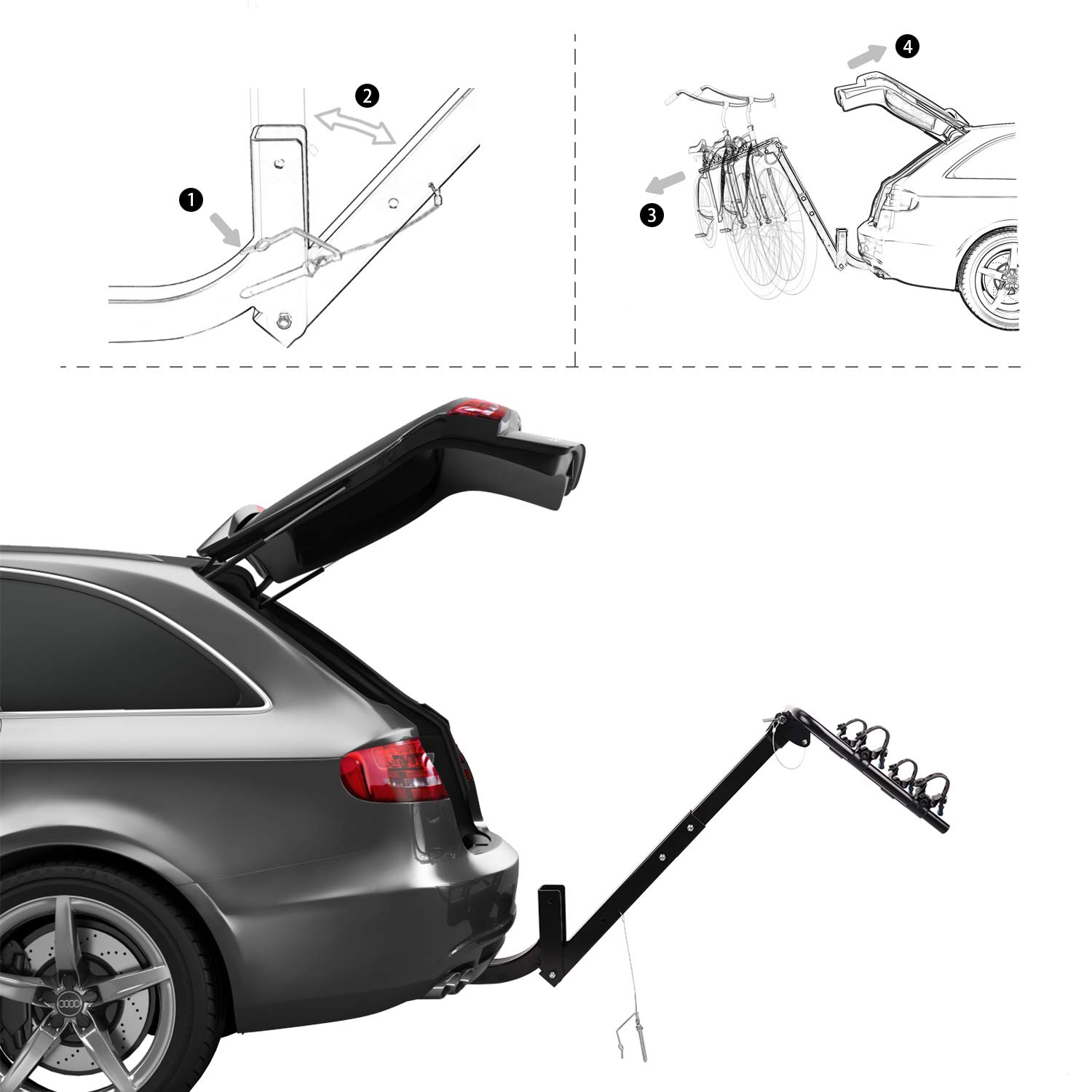XCAR 2-Bike Universal Hitch Mounted Bike Carrier Rack for Car Trailer with 2" Receiver
