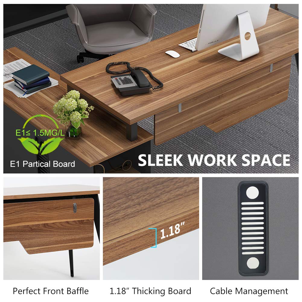 Tribesigns 55 inches Executive Desk with 47" File Cabinet, L-Shaped Computer Desk Home Office Furniture with Storage Shelves, Office Table with Cabinet Combo