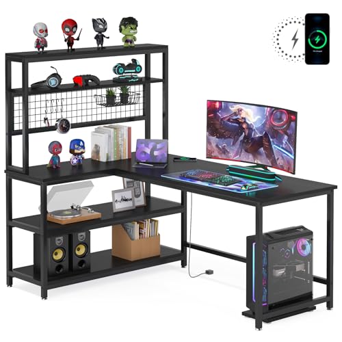 Tribesigns 67" Large Computer Desk with 9 Storage Shelves, Office Desk Study Table Writing Desk Workstation with Hutch Bookshelf for Home Office (Oak)