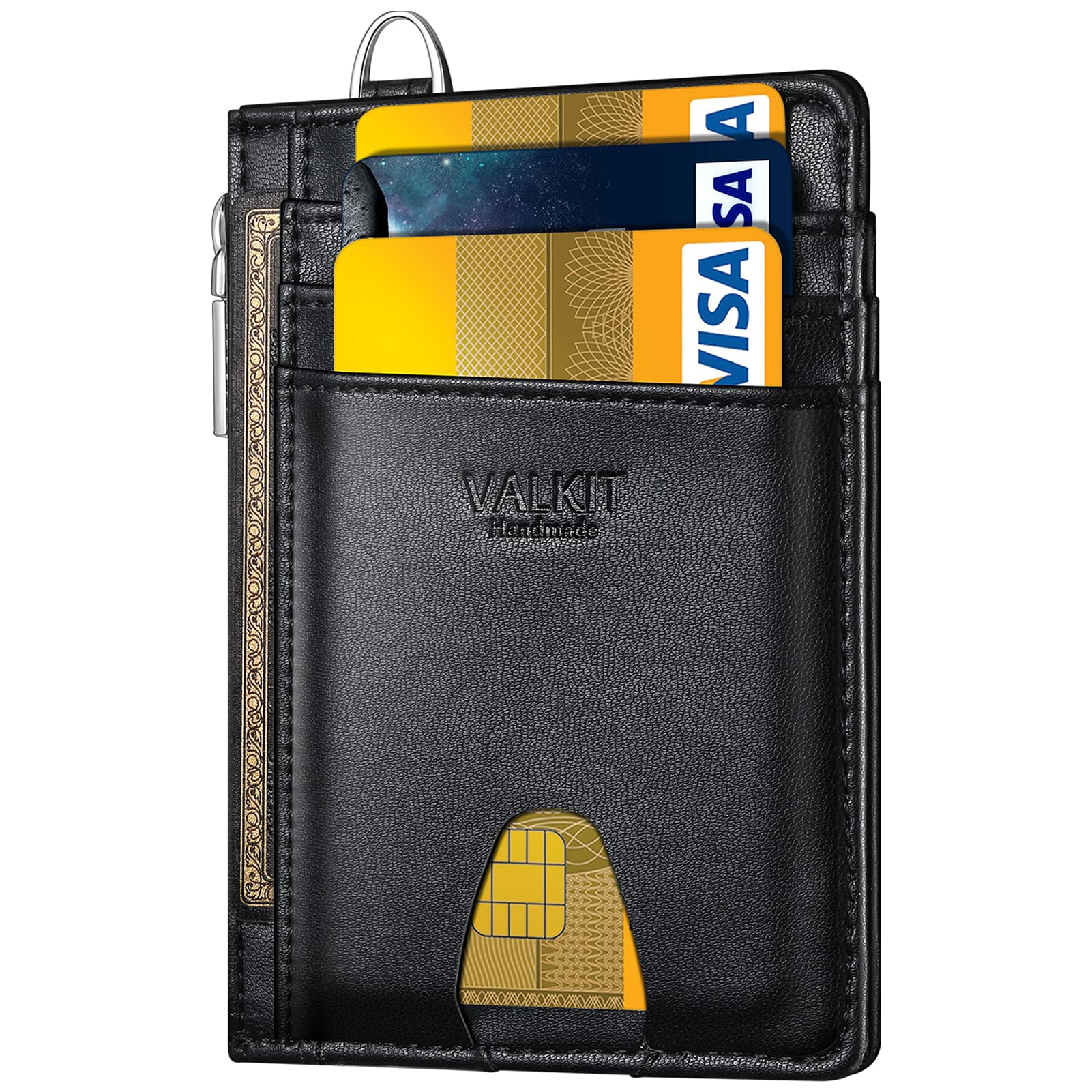 valkit Slim Minimalist Front Pocket Wallet, RFID Blocking Credit Card Holder Card Cases with ID Window for Men Women