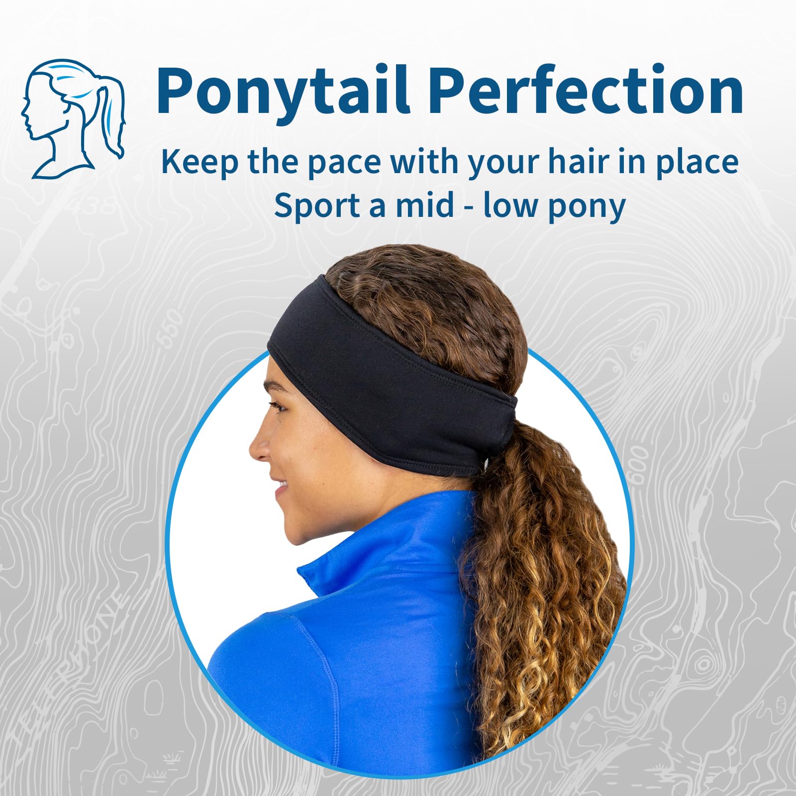 TrailHeads Women’s Ponytail Headband | Moisture Wicking Ear Band | The Power Running Headband - hi-vis