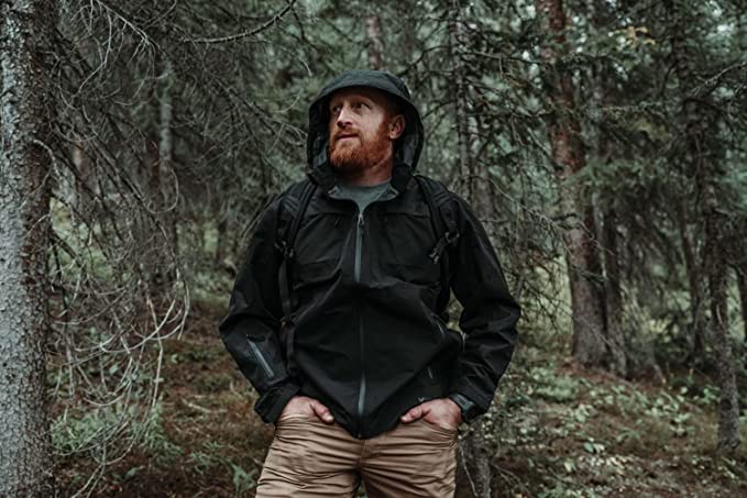 Vertx Mens Integrity Shell Tactical Rain Jacket, Hooded, Breathable, Waterproof Windbreaker with Full Zip for EDC Gear, Hiking, Hunting, Survival, Outdoor Clothing, Black, Medium/Regular