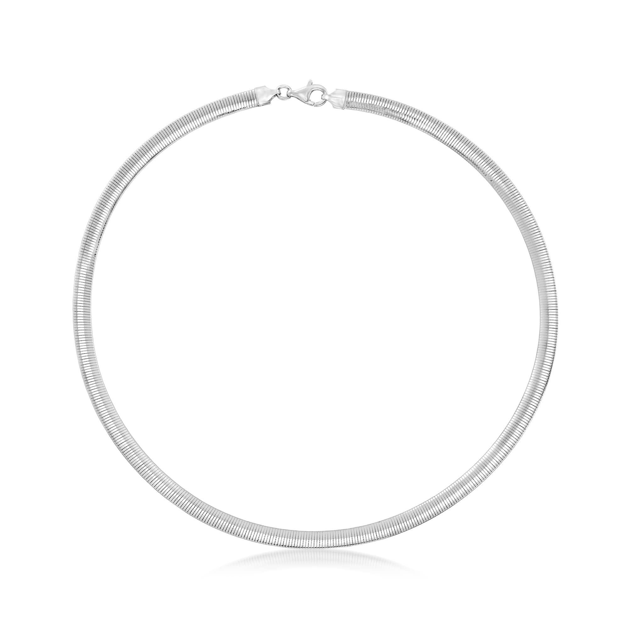 Ross-Simons Italian 6mm Reversible Omega Necklace in 2-Tone Sterling Silver. 16 inches
