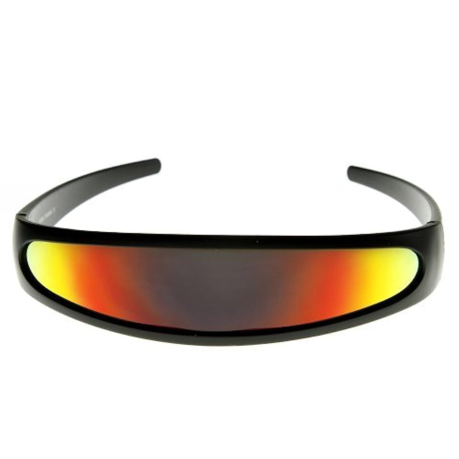 zeroUV Futuristic Narrow Cyclops Color Mirrored Lens Visor Sunglasses (White Ice)