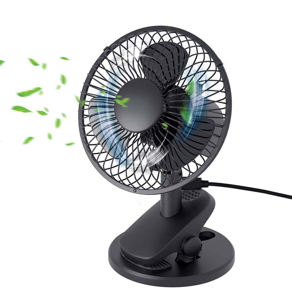 YIHUNION Oscillating Clip On USB Desk Fan, 2 in 1 Personal USB Powered Fan Desktop Table Cooling Portable Fan with 3-Speeds for Office, Dorm, Libraries and Bedroom