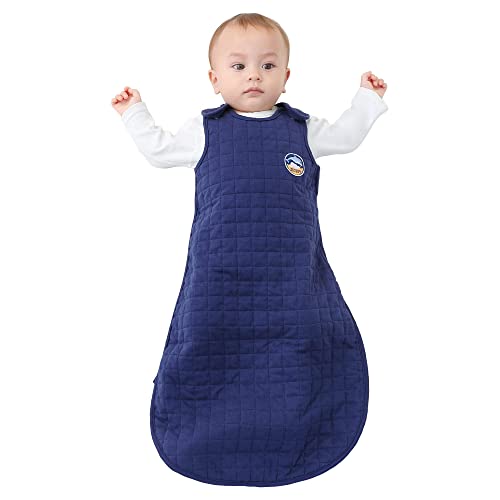 ZIGJOY Gently Weighted Baby Sleep Sack, 1.2 TOG Newborn Sleeping Bag with 2-Way Zipper, Toddler Transition Sleeping Bag for 6-12 Months Navy Blue