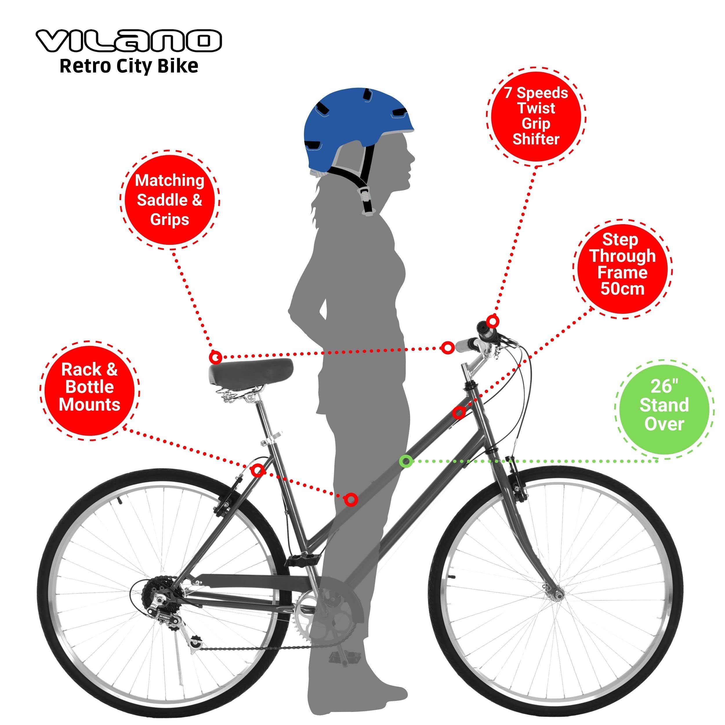 Vilano Hybrid Bike 700c Retro City Commuter Adult Bicycle Blue Step-Through
