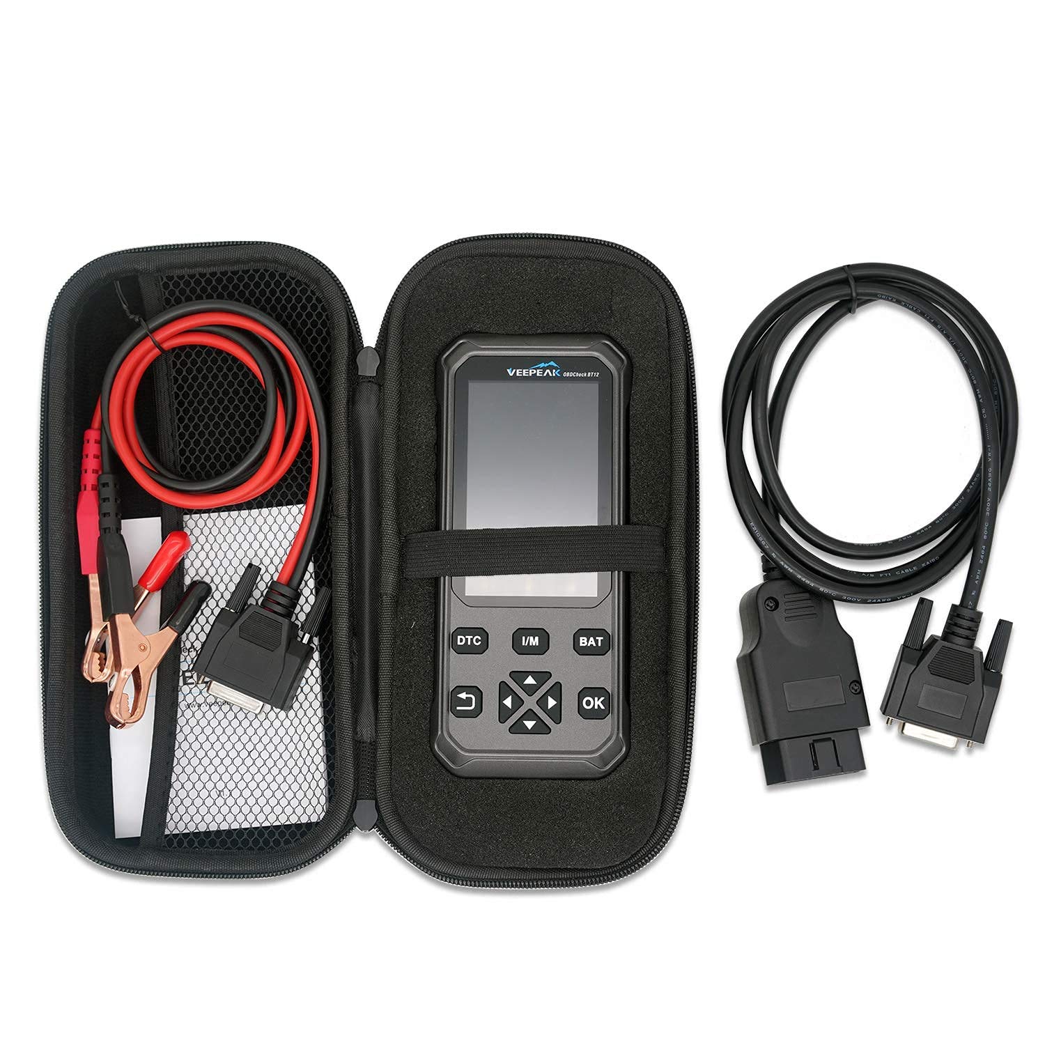 Veepeak Car OBD2 Scanner 12V Battery Tester, Auto Check Engine Code Reader & 100-2000 CCA Battery System Analyzer 2 in 1 Diagnostic Tool with Carrying Case Black