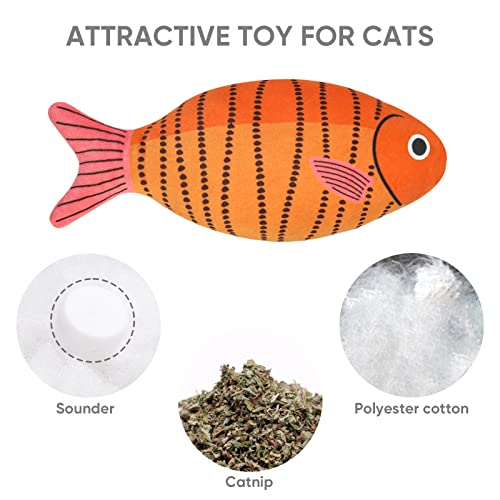 WONOWPA 2PCS Catnip Toy, Plush Cat Chew Toy, Bite Resistant Catnip Toys with Bell Inside, Interactive Teething Toy for All Cats